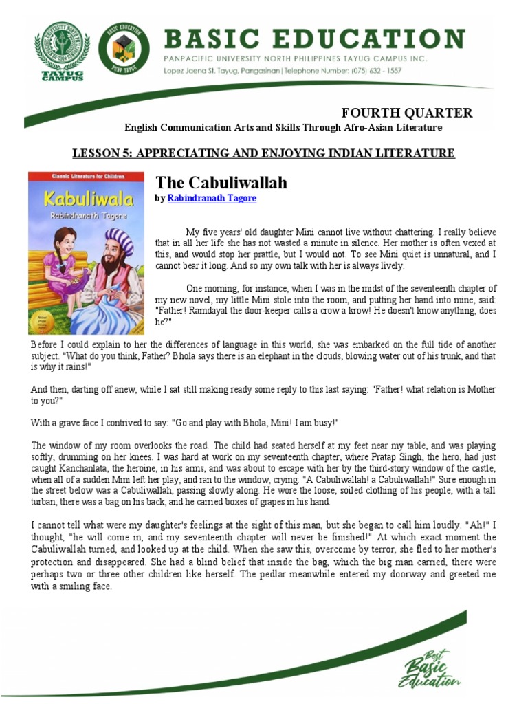 Lesson 5 Cabuliwallah Story | PDF