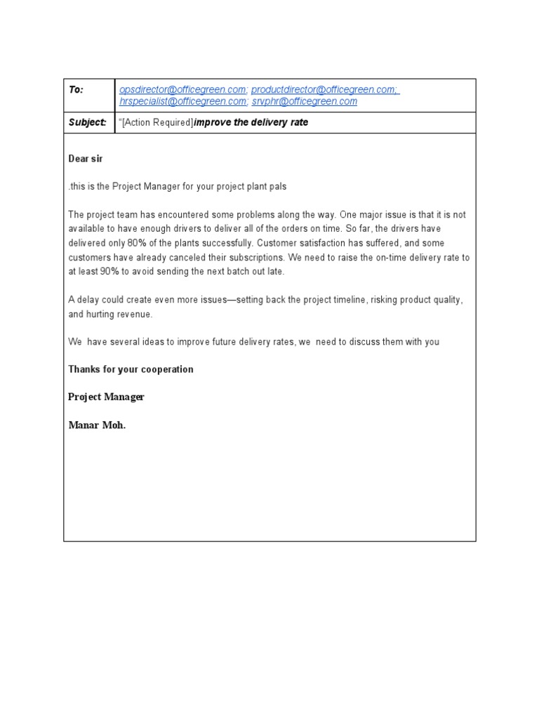 Activity Template Escalation Email | PDF