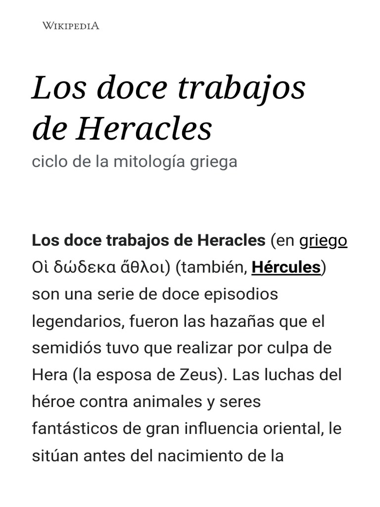 Los 12 trabajos de Heracles explicados | PDF | Argonautas | Mitología griega
