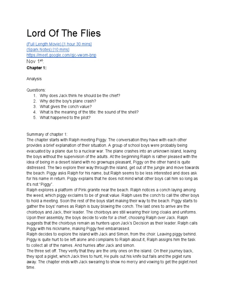 Lord of The Flies PDF | PDF | Narration