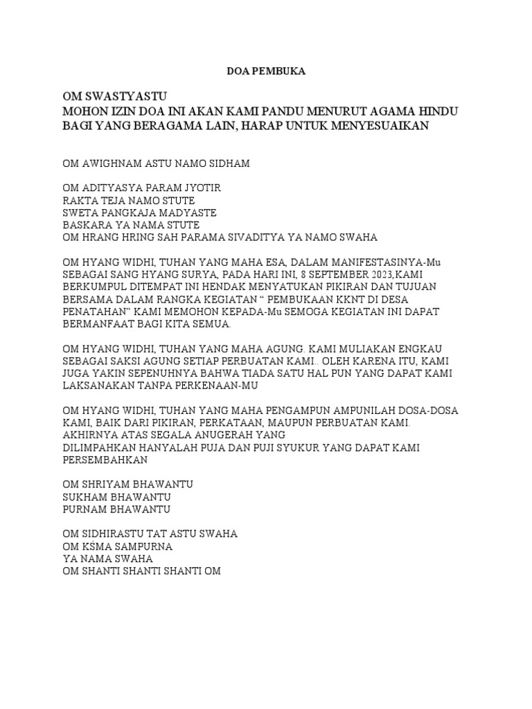 Doa Pembuka | PDF | Agama & Spiritualitas