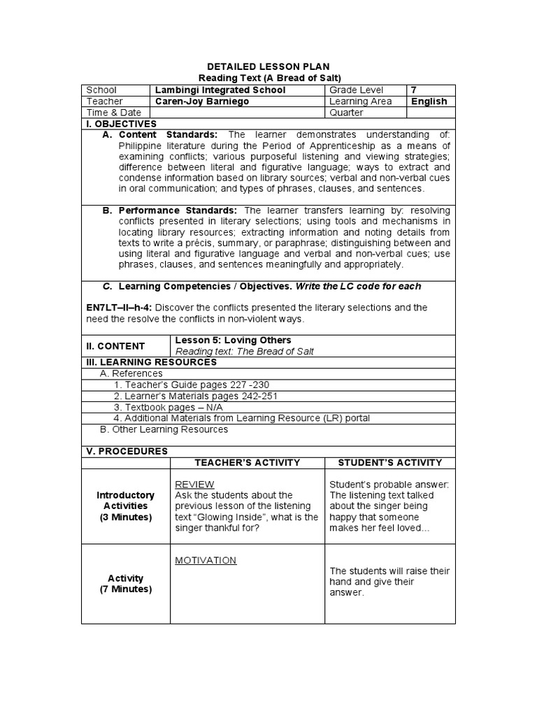 Grade 7 DLP Week 5 Lesson 5.2 | PDF | Learning | Teachers