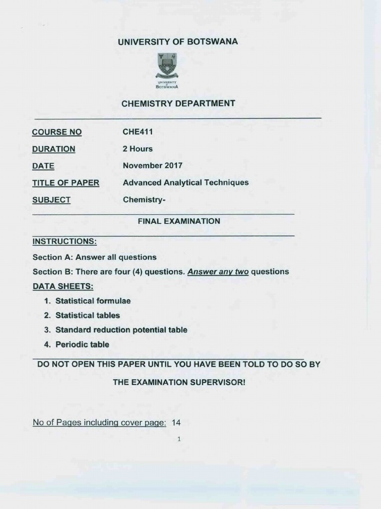 Che 411 Exam (2017) | PDF