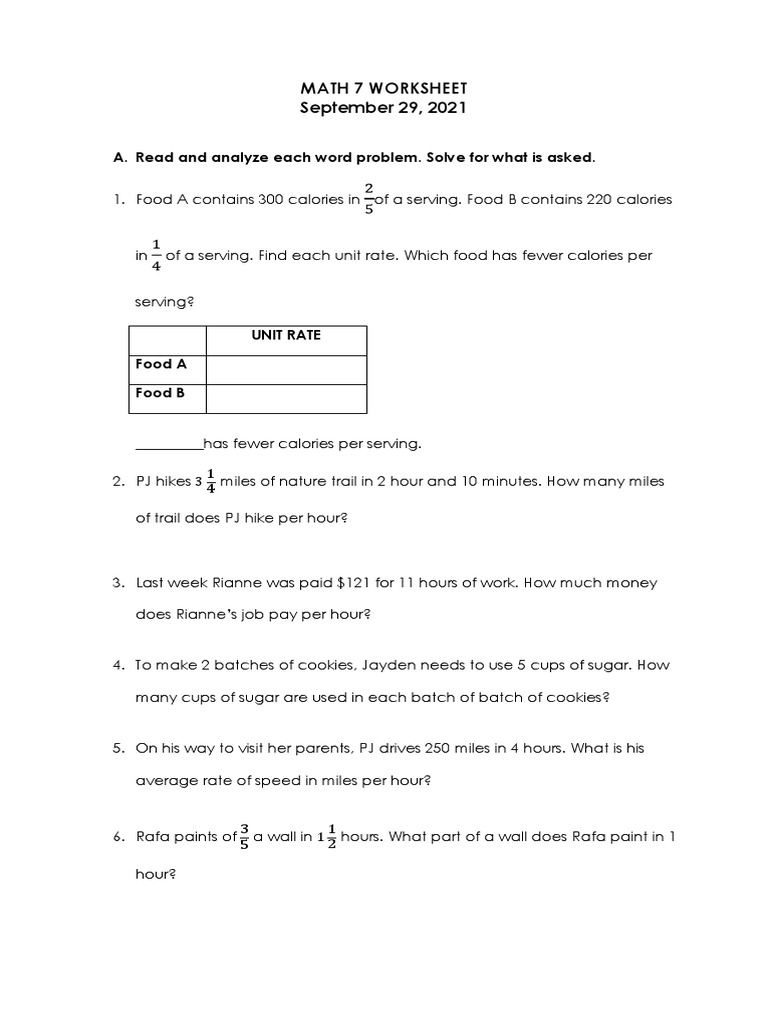 Math Worksheet | PDF