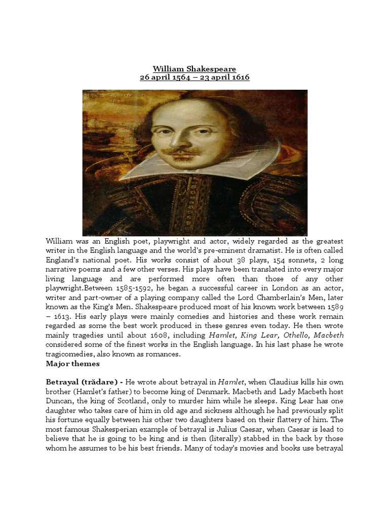 Major Themes in William Shakespeare | PDF | William Shakespeare