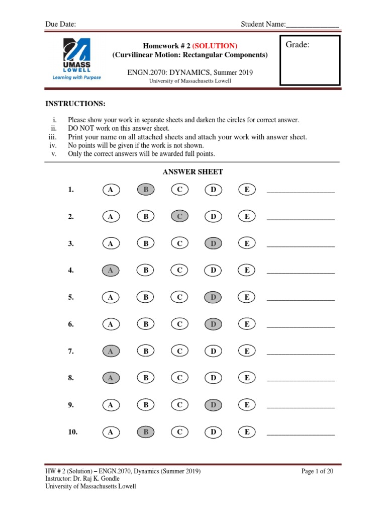 Dynamics HW-2 Solution | PDF