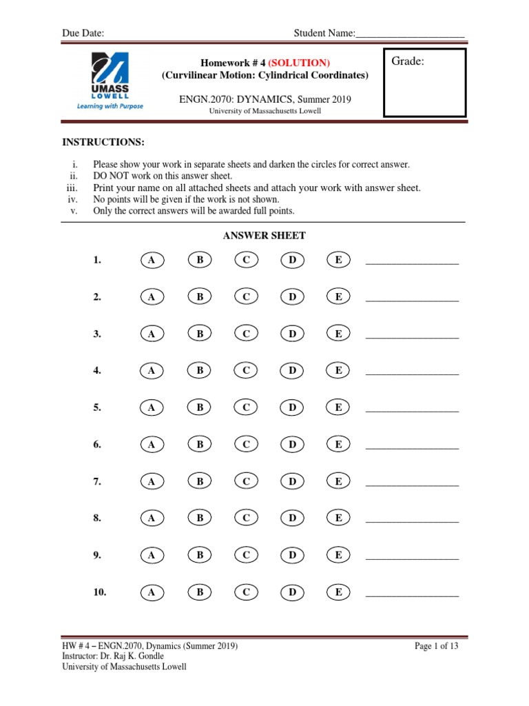 Dynamics HW-4 - Solution | Download Free PDF | Acceleration | Velocity