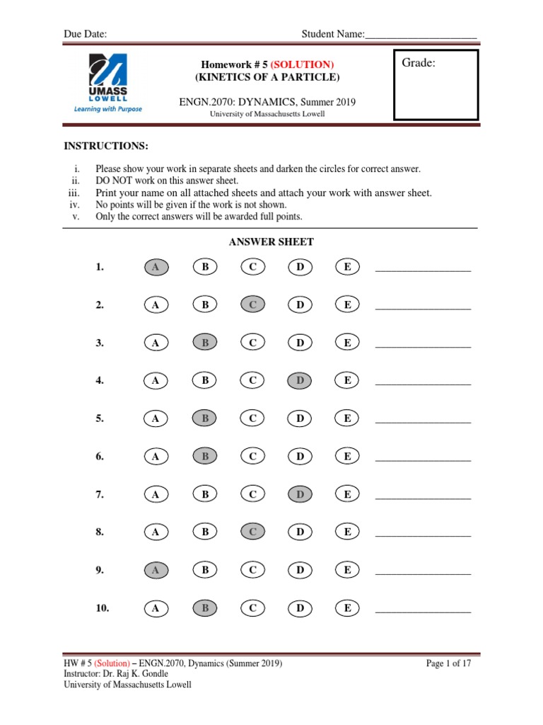 Dynamics HW-5 Solution | PDF