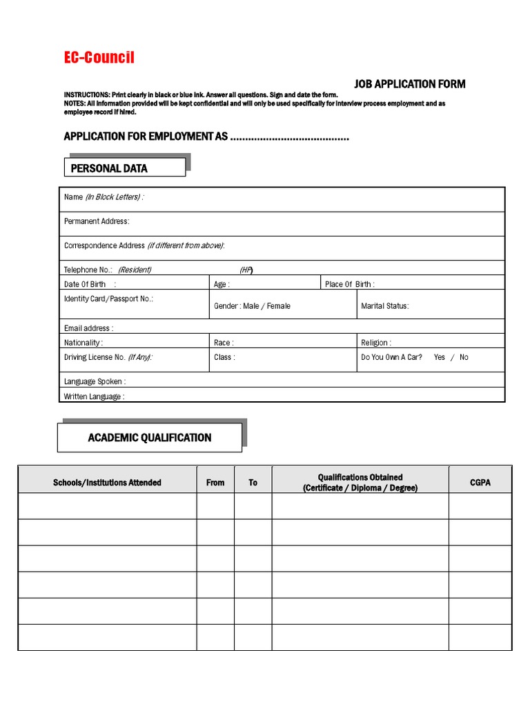 Job Application Form v3.0 | PDF | Employment | Salary