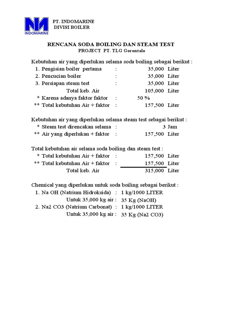 Soda Boiling & Steam Test | PDF