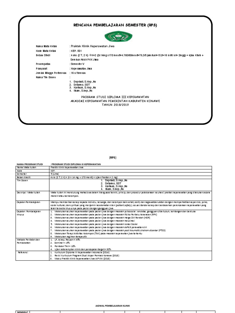 RPS PKK Jiwa TA. 2018-2019 | PDF