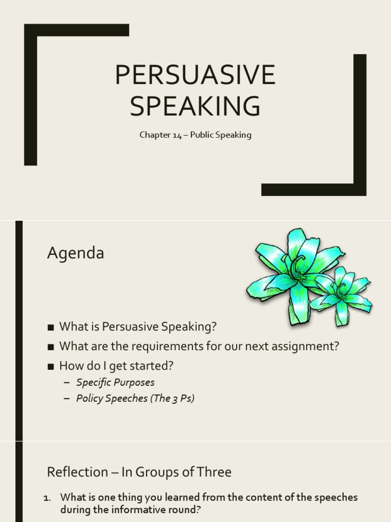 Persuasive Speaking Essentials | PDF | Persuasion | Public Speaking