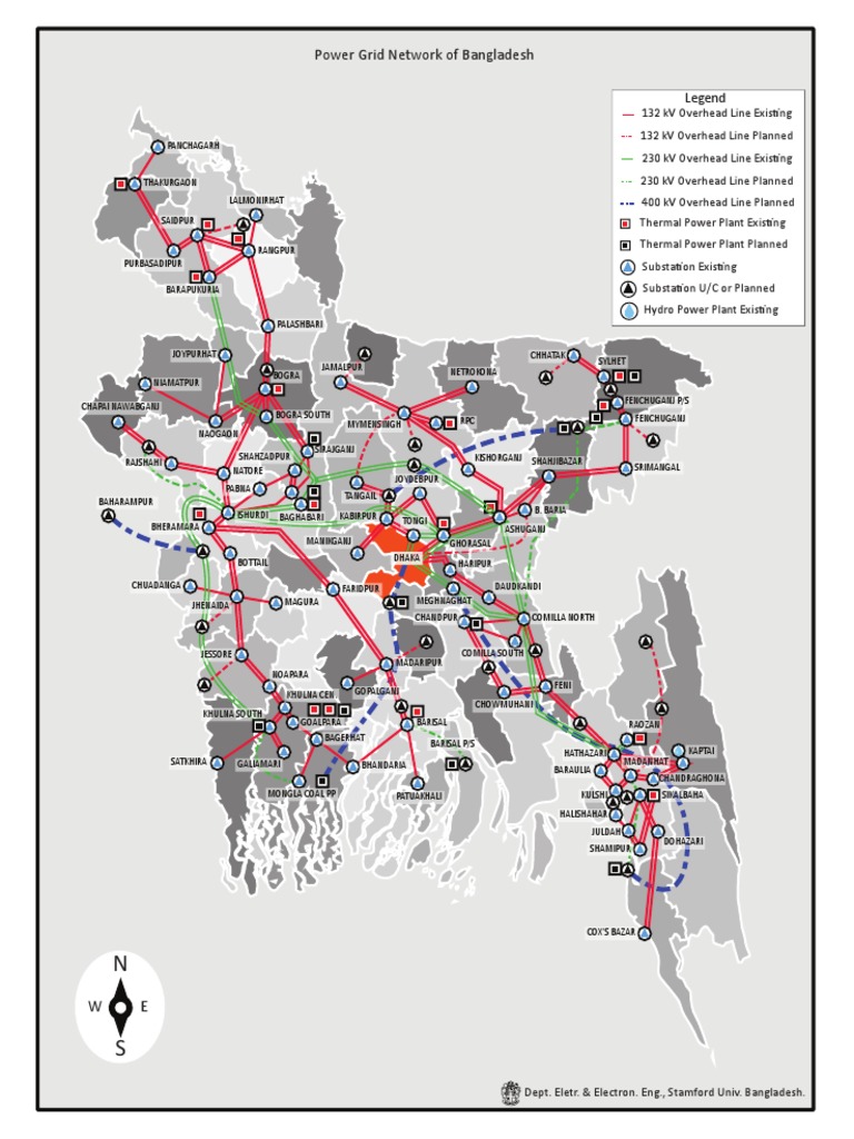 Bangladesh Power Grid Map | PDF | Electrical Engineering | Power (Physics)