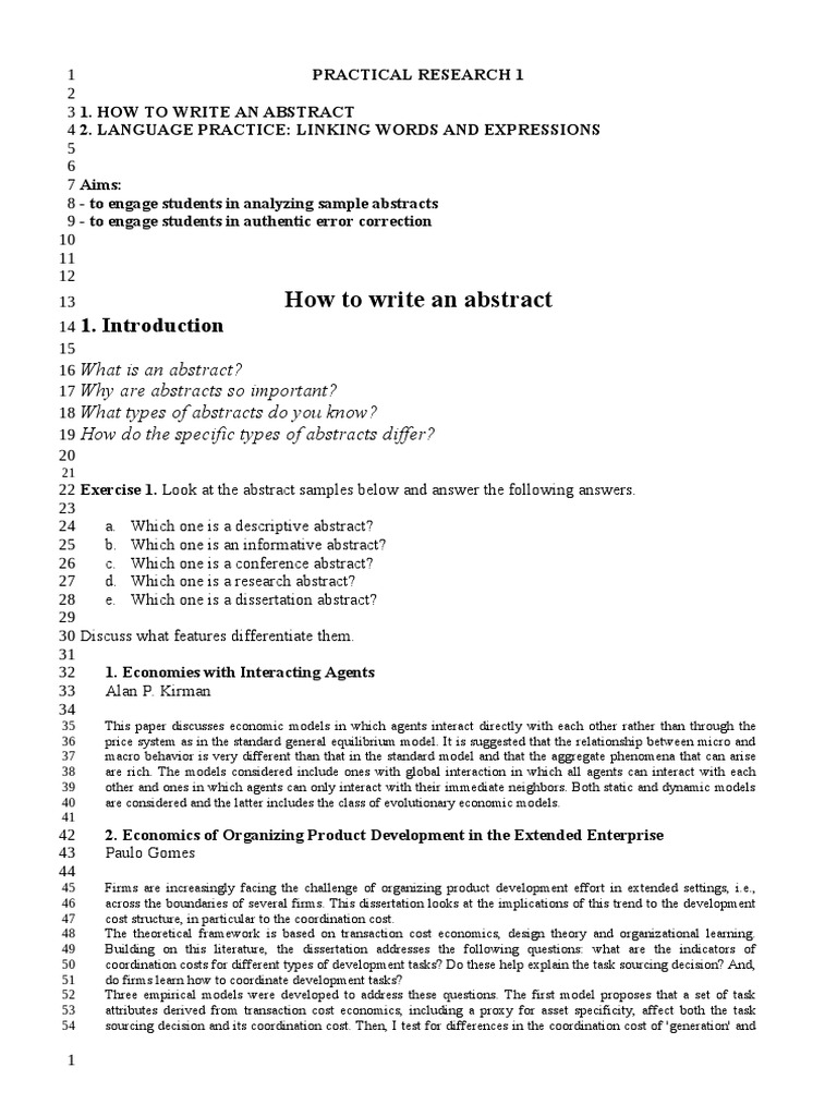 Writing The Abstract PR 1 | PDF | Economics | Oil Refinery