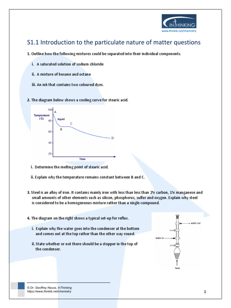 Q s1.1 Introduction To The Particulate Nature of Matter Questions | PDF