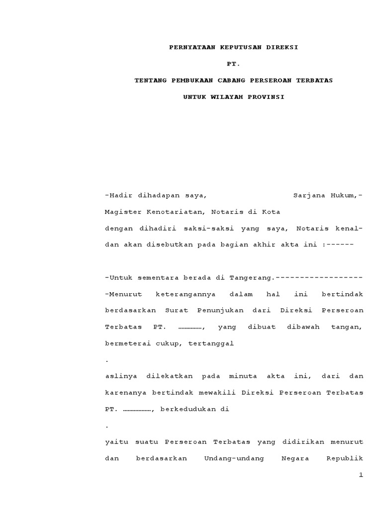 Draft Akta Buka Cabang | PDF