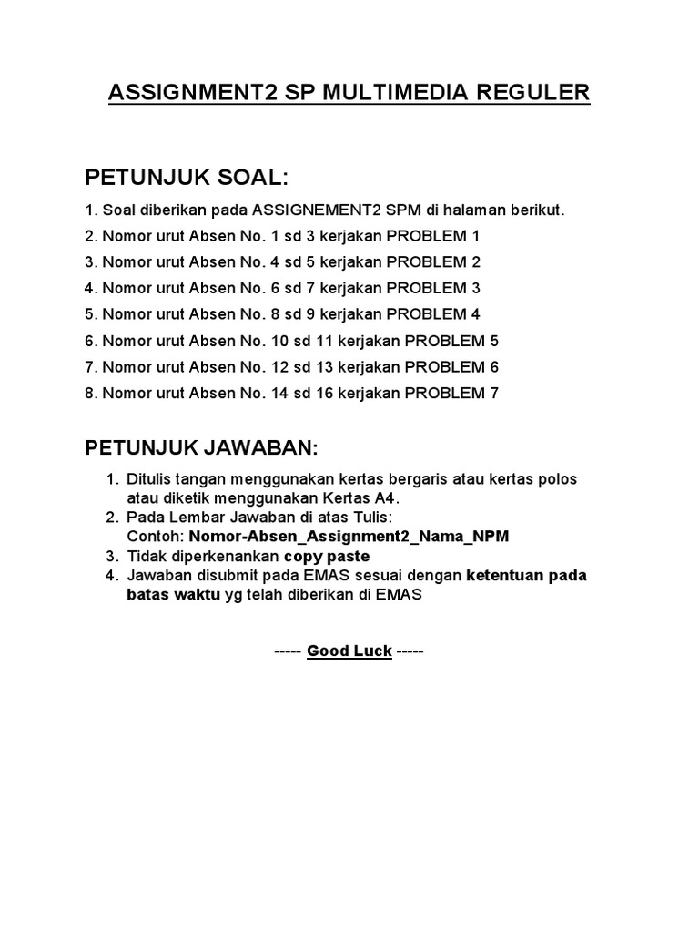 Assignment2 SP Multimedia Kelas Reguler | PDF