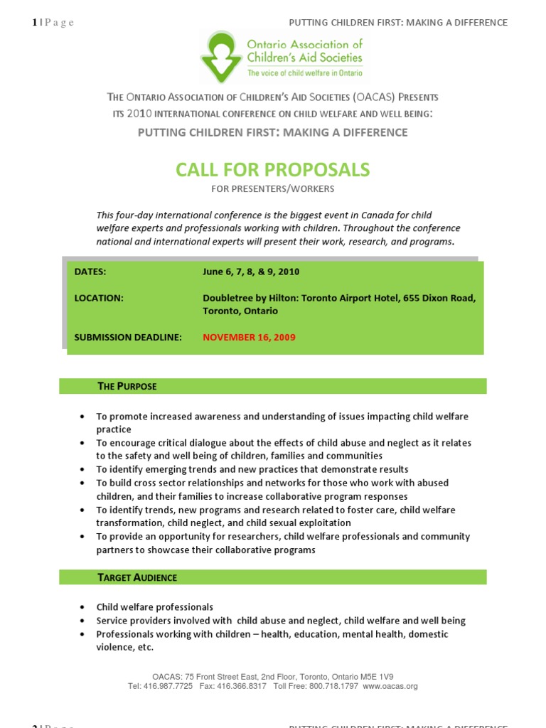 Child Welfare Conference Proposal Call | PDF | Child Protection | Child ...