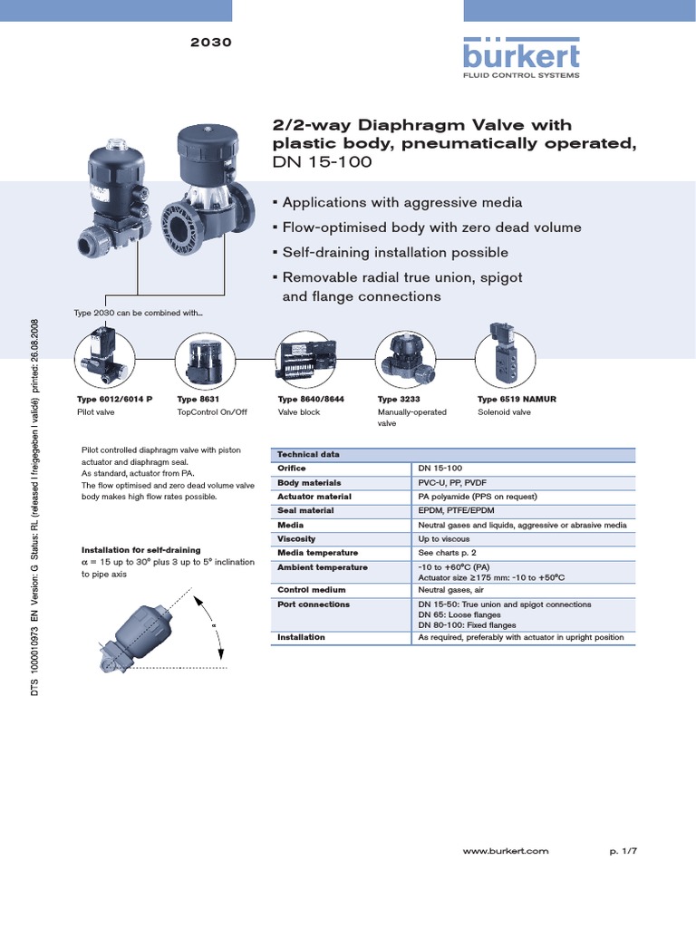 Burkert pvc氣動控制閥 | Download Free PDF | Valve | Tap (Valve)