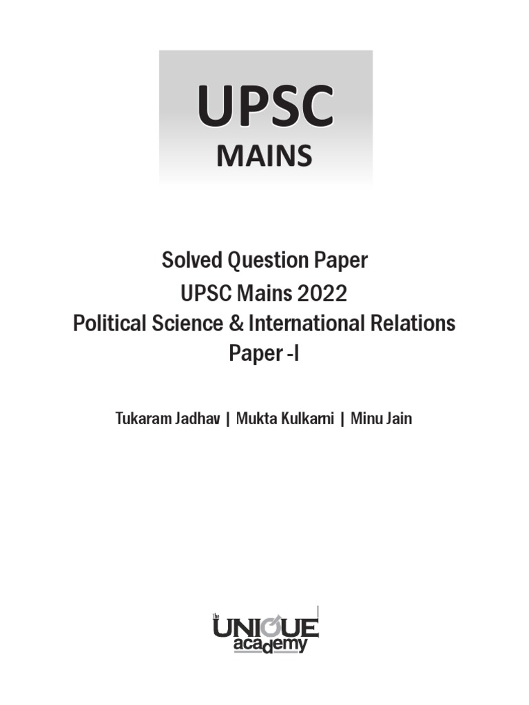 9solved Paper UPSC Mains 2022 Paper I I GP | PDF