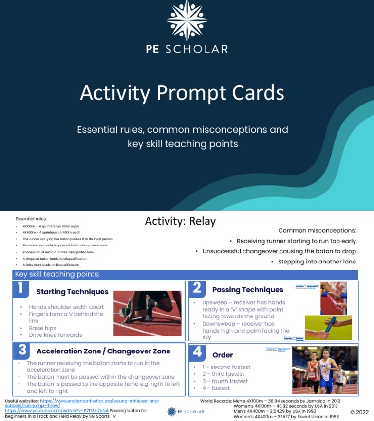 Relay Activity Prompt Cards 1 | PDF | Team Sports | Running