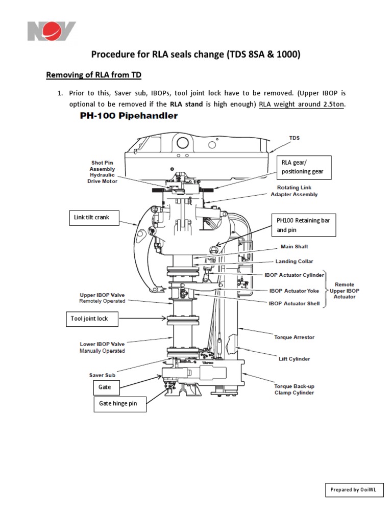 RLA Seal Change For TDS-8 and TDS-1000 (750 and 1000 Ton) | PDF