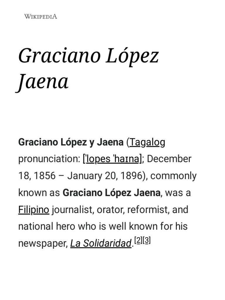 Graciano López Jaena - Wikipedia | PDF | Philippines