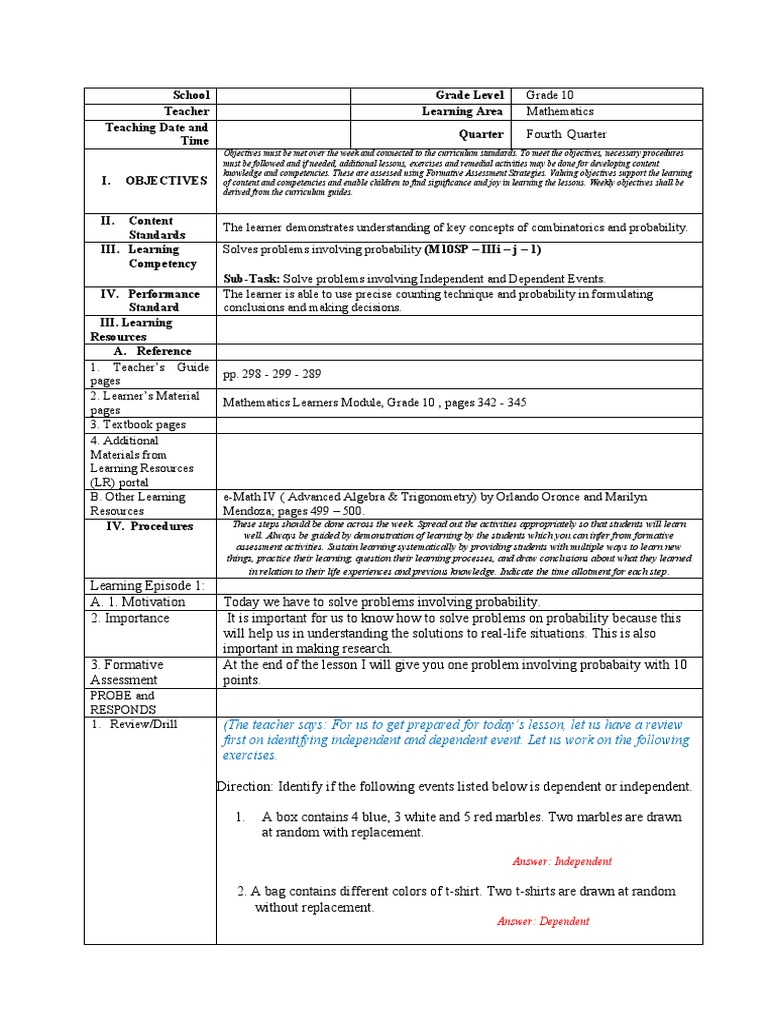 Sample Lesson Plan | PDF