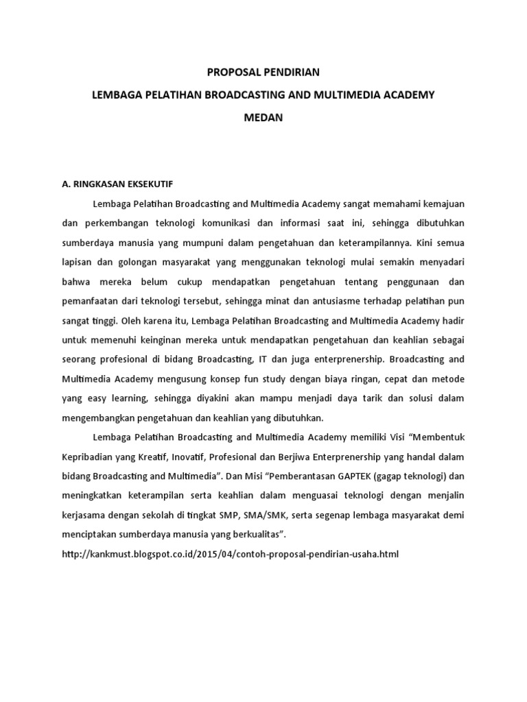 Proposal Pendirian Lembaga | PDF