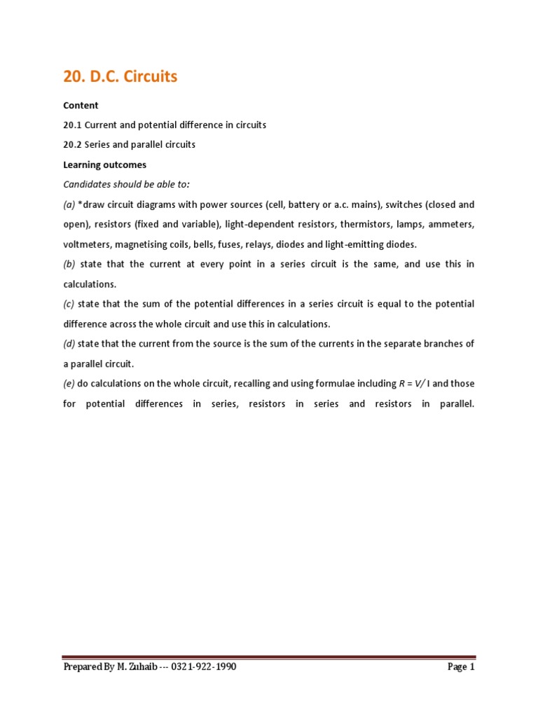 Chap 20 DC Circuits | PDF | Series And Parallel Circuits | Electrical ... Chap 20 DC Circuits | PDF | Series And Parallel Circuits | Electrical ...