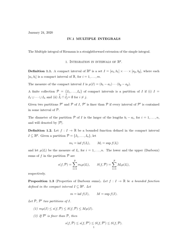 Ch4-1 Multiple Riemann | PDF | Integral | Interval (Mathematics)
