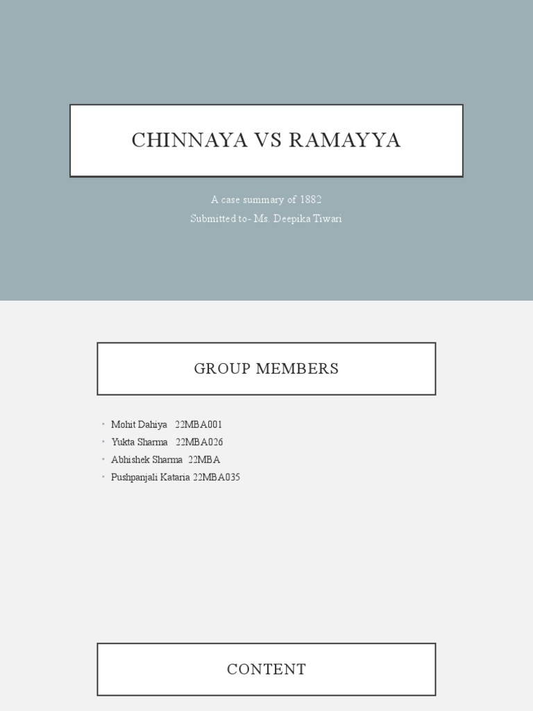 Chinnaya VS Ramayya | Download Free PDF | Consideration | Ethical Principles