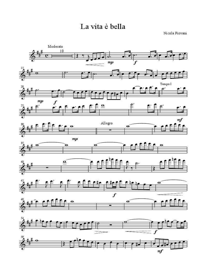 LA VITA e - BELLA in LA VEROLI - Flauto 1 | PDF