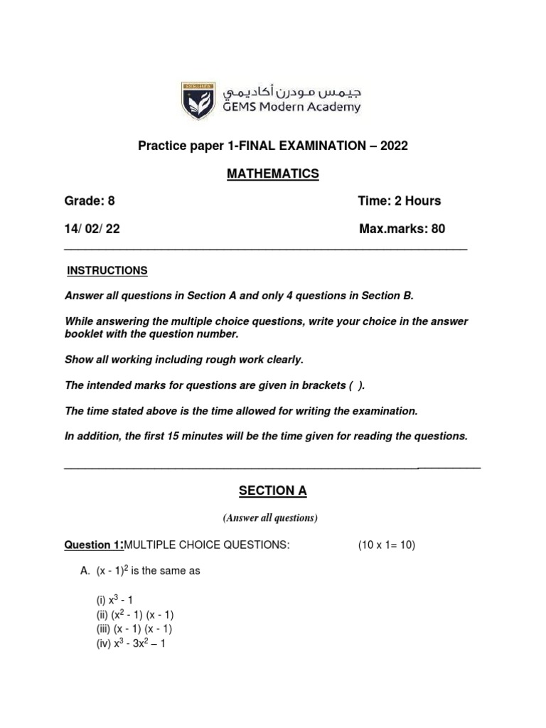Worksheet 21 - Practice Paper 1 | PDF