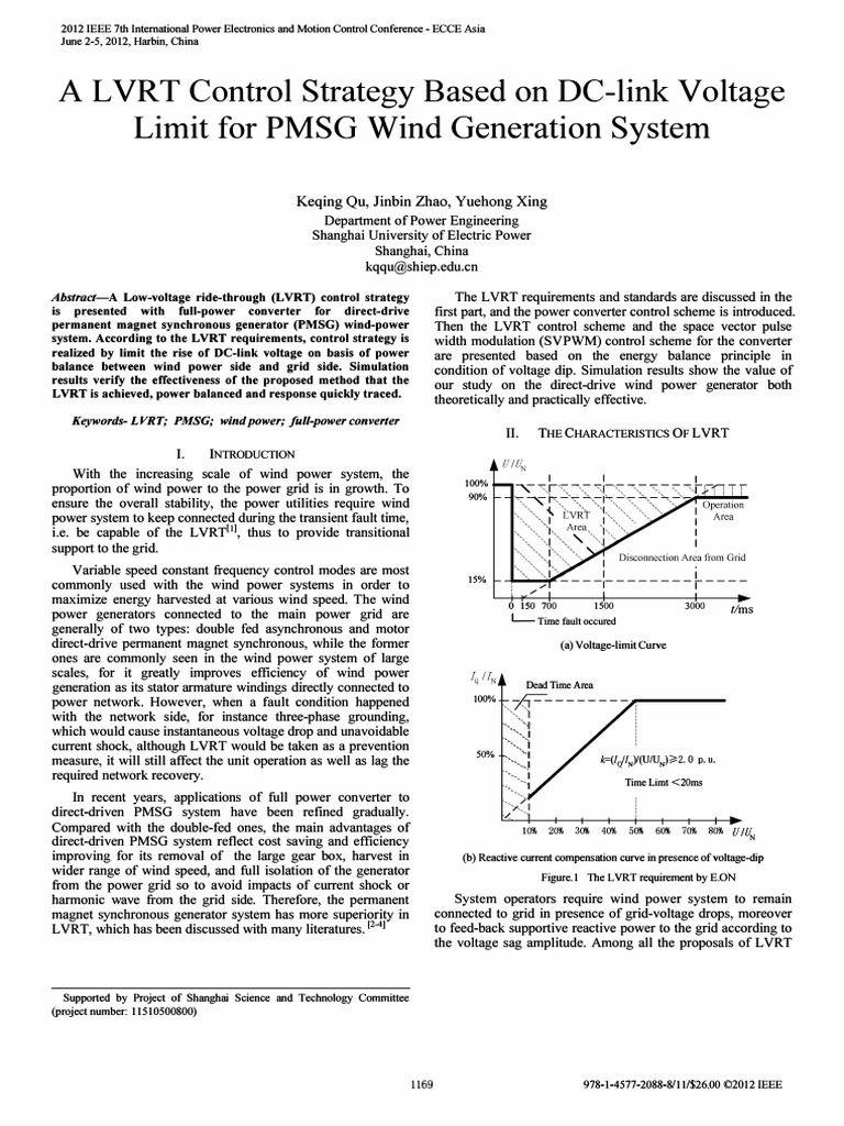 A Lvrt Control Strategy Based On Dc Link Voltage Pdf Power Inverter Electric Generator