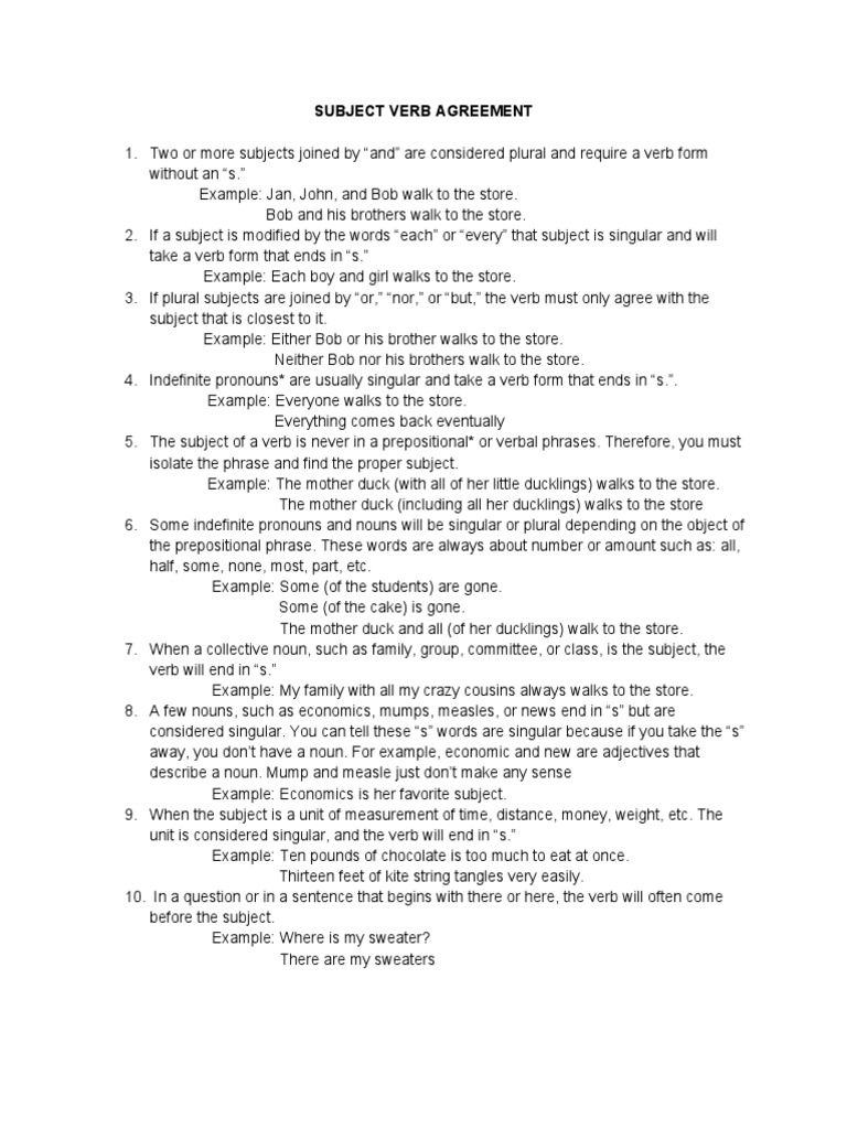 Subject-Verb Agreement Rules Explained | PDF | Language Arts & Discipline
