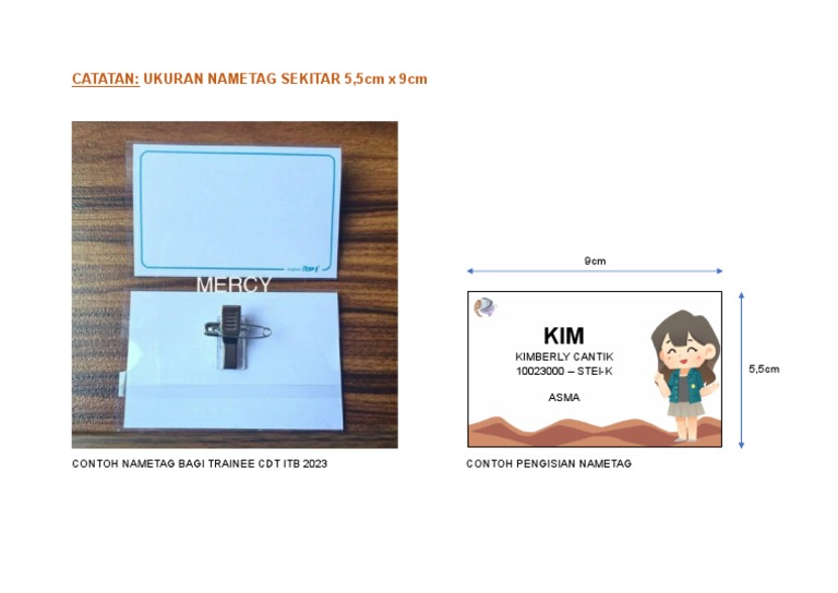 Arahan Nametag Trainee CDT Itb 2023 | PDF