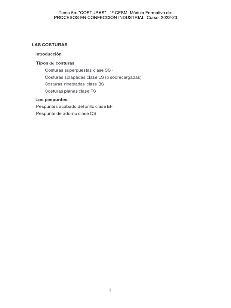 T5b Costuras | PDF | De coser | Textiles