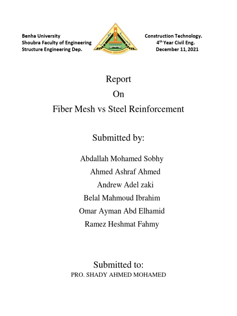 G1 - FINAL Fiber Mesh Vs Steel Reinforcement Report | PDF