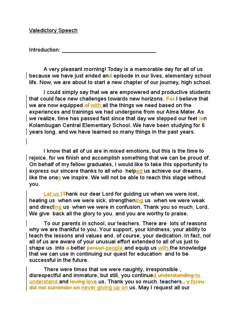 Valedictory Speech | PDF