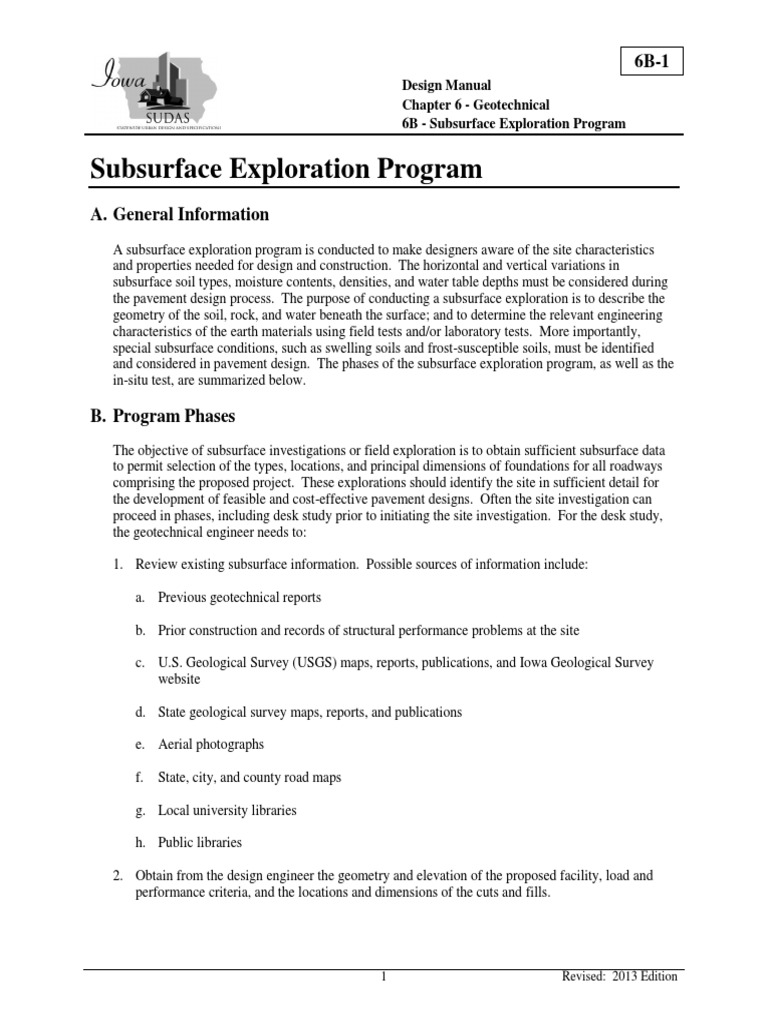 SUDAS Subsurface Exploration Program | PDF