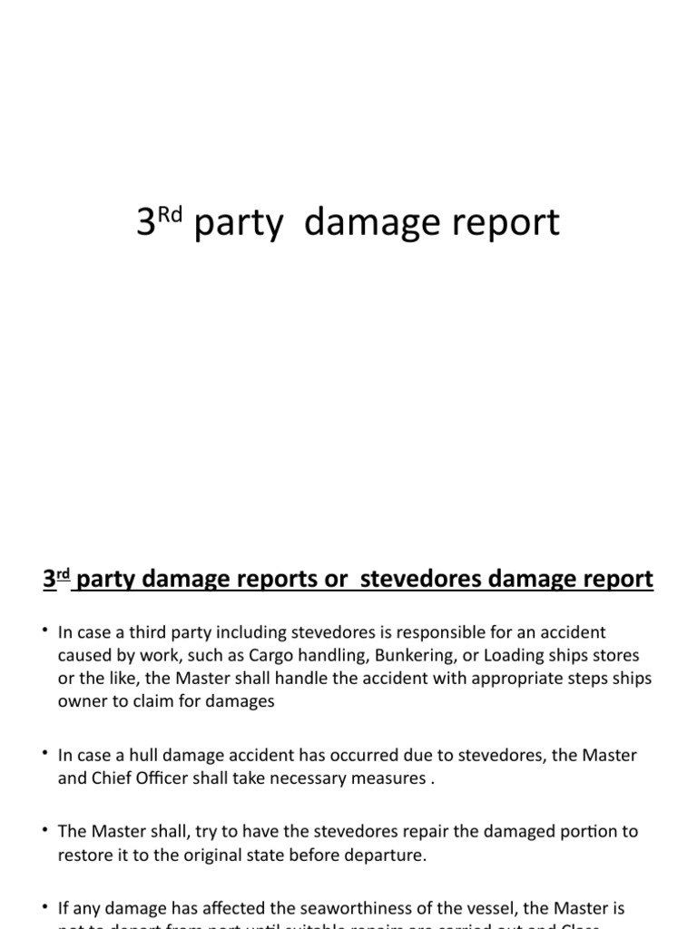 Third Party Damage Report Procedures | PDF | Ships | Stevedore