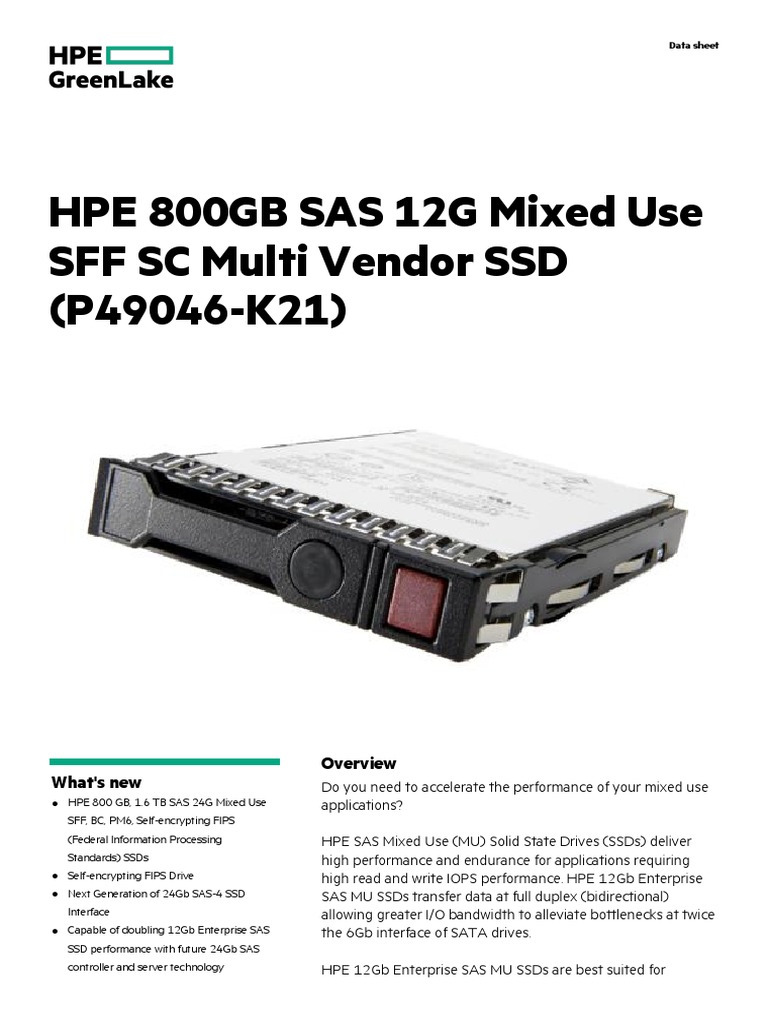 HPE 800GB SAS 12G Mixed Use SFF SC Multi Vendor SSD-PSN1014381172THEN | PDF