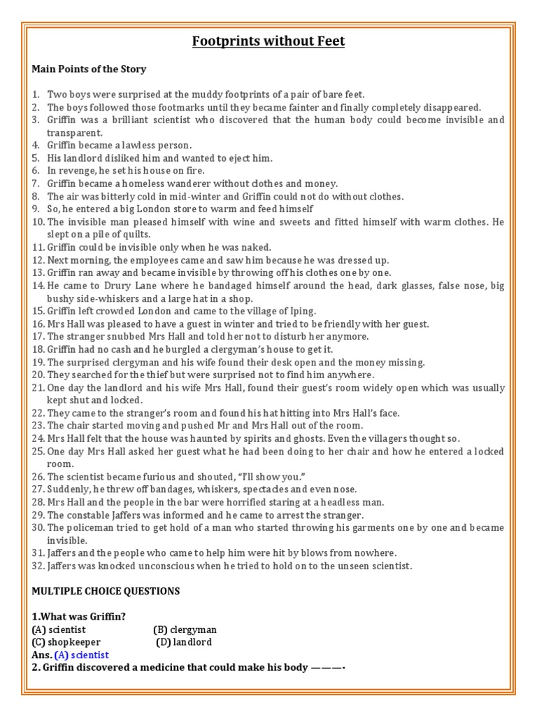 Footprints Without Feet-Notes | PDF