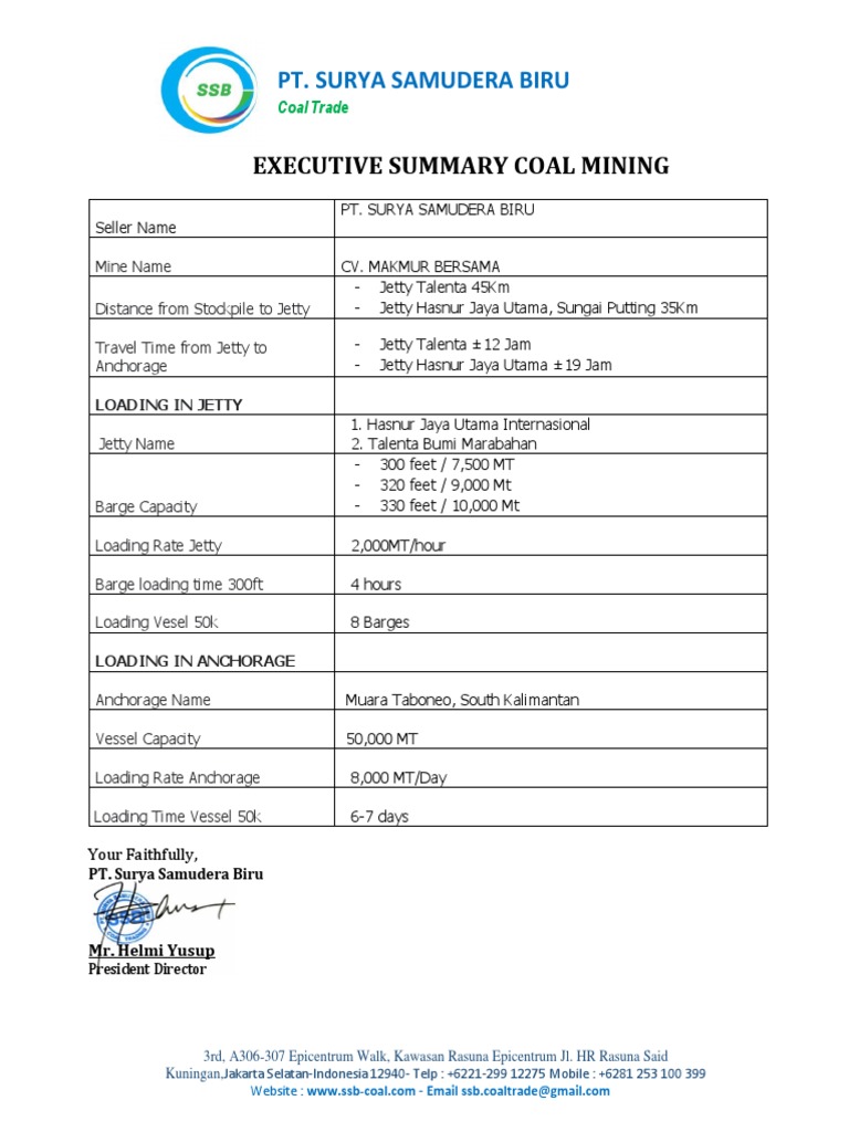 Executive Summary MB - SSB-1 | PDF