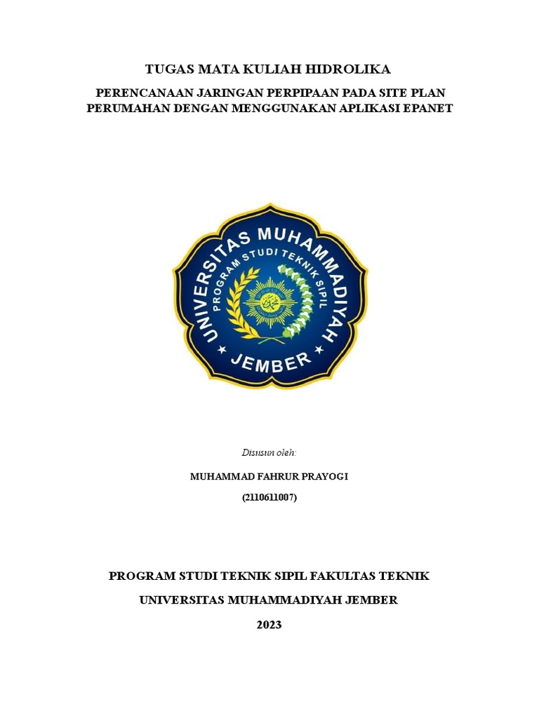 Tugas Mata Kuliah Hidrolika: Perencanaan Jaringan Perpipaan Pada Site ...