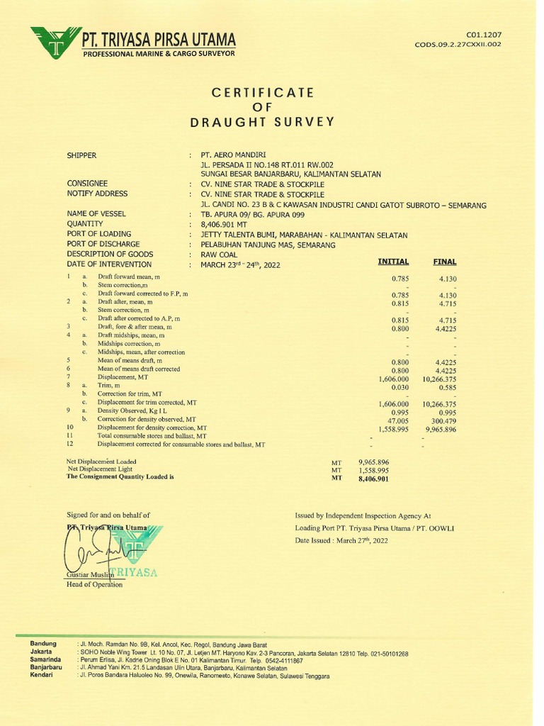 JOBD - 1013 - Certificate - AERO - BG. APURA 099 | PDF