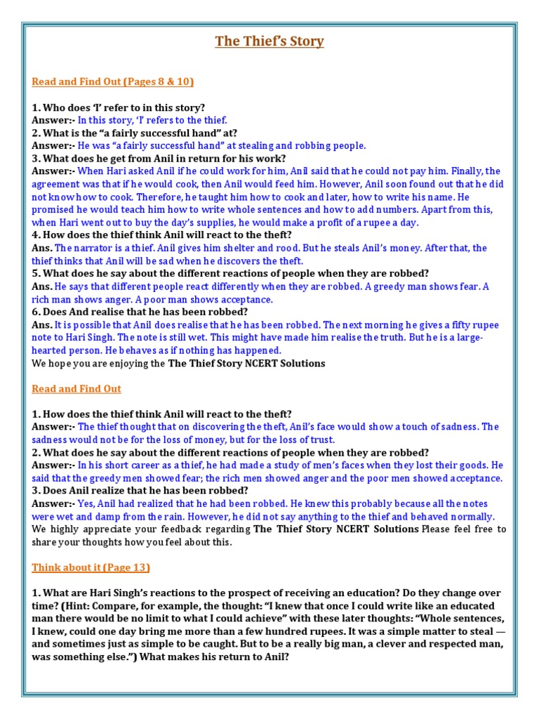 The Thief's Story-Notes | PDF | Theft | Thought