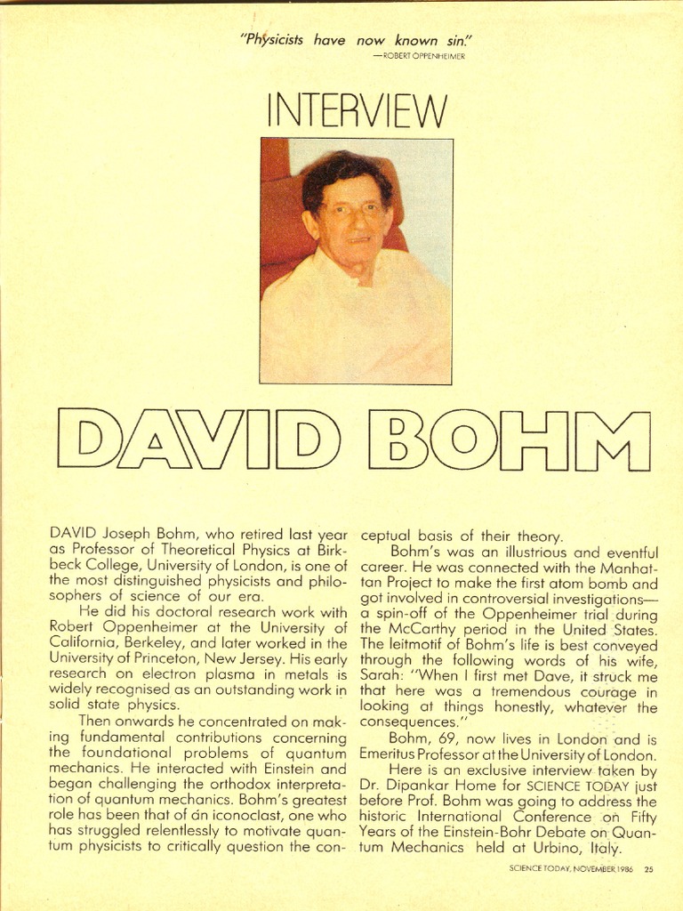 Interview of David Bohm | PDF