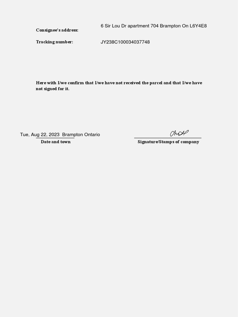 Delivery But Not Received-Claim 1 | PDF